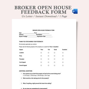Broker Open Feedback Form,open House Feedback Form,broker Open House ...