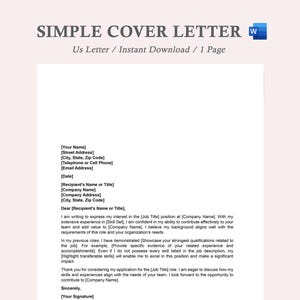 Basic Cover Letter,cover Letter Template,simple Cover Letter,cover ...