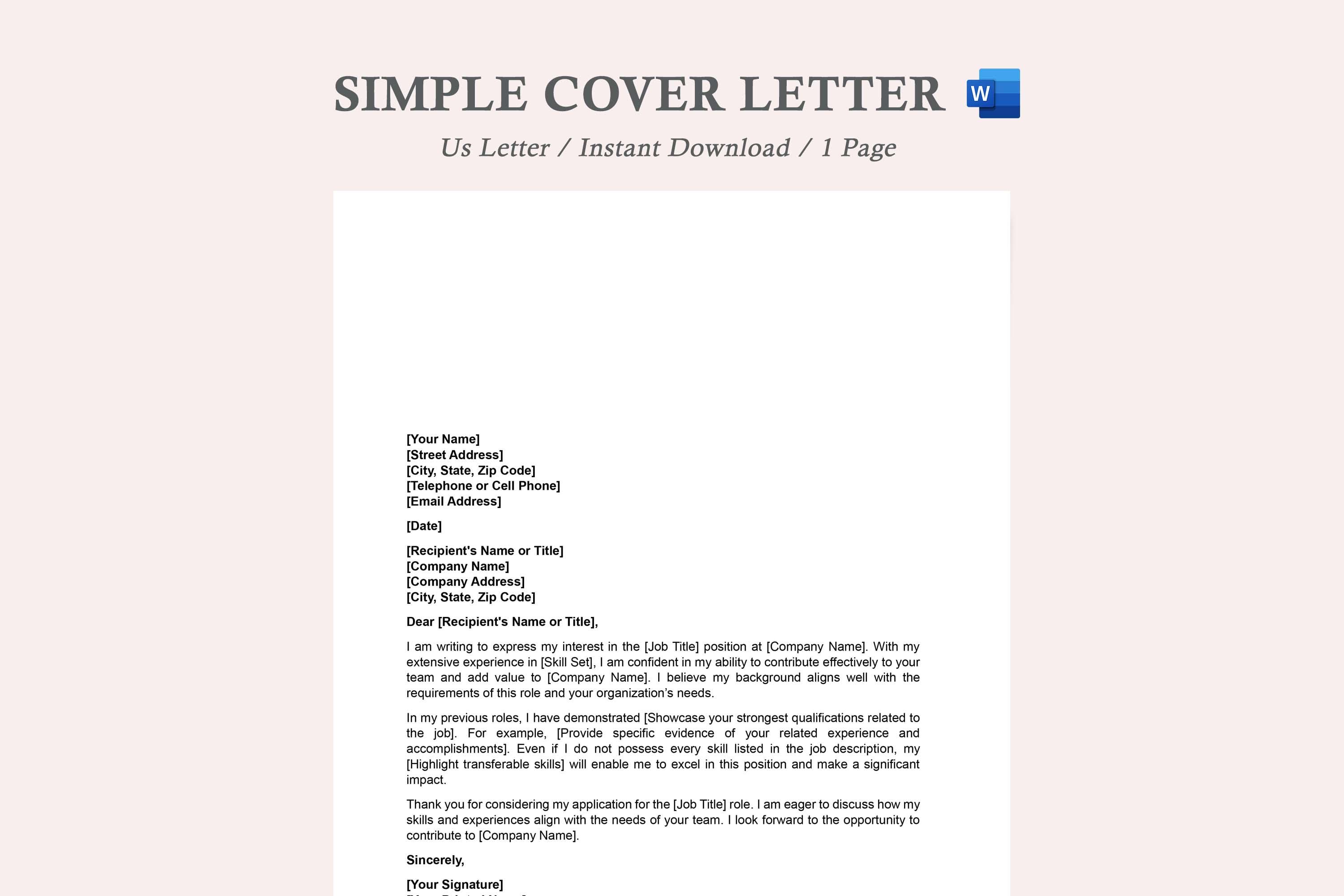 Basic Cover Letter,cover Letter Template,simple Cover Letter,cover ...