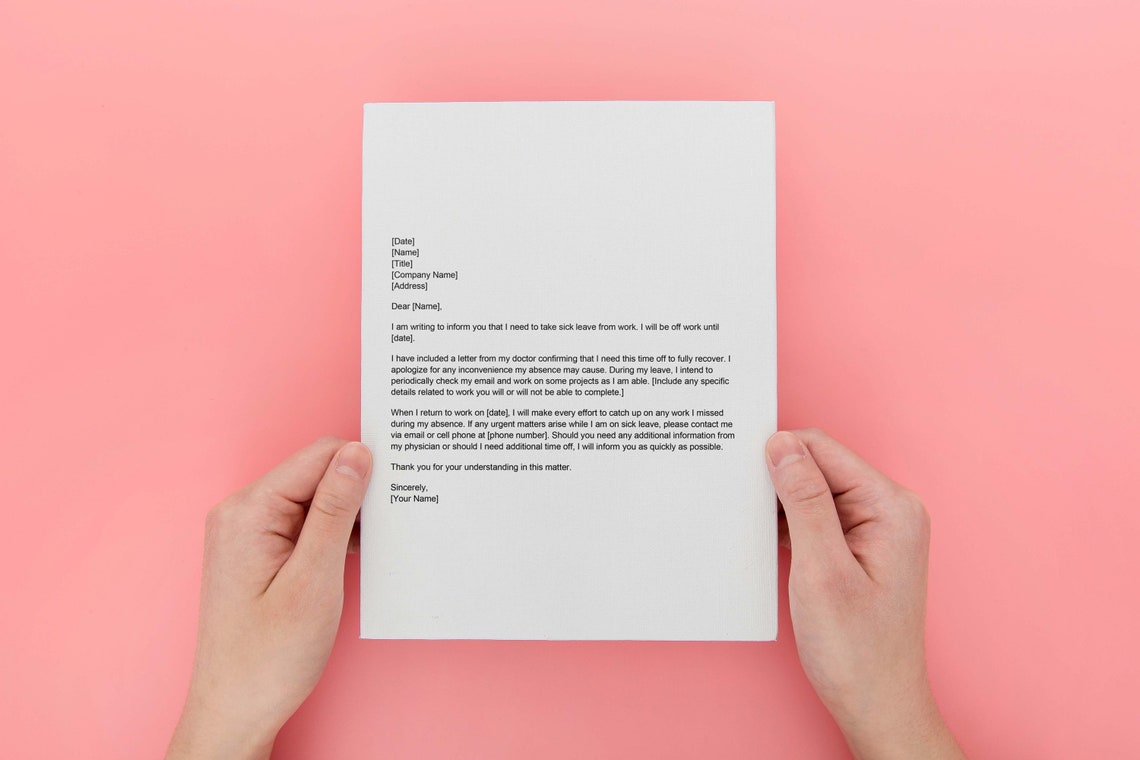 Leave Letter for Work,leaving Notice Letter,sick Leave Letter,sick ...