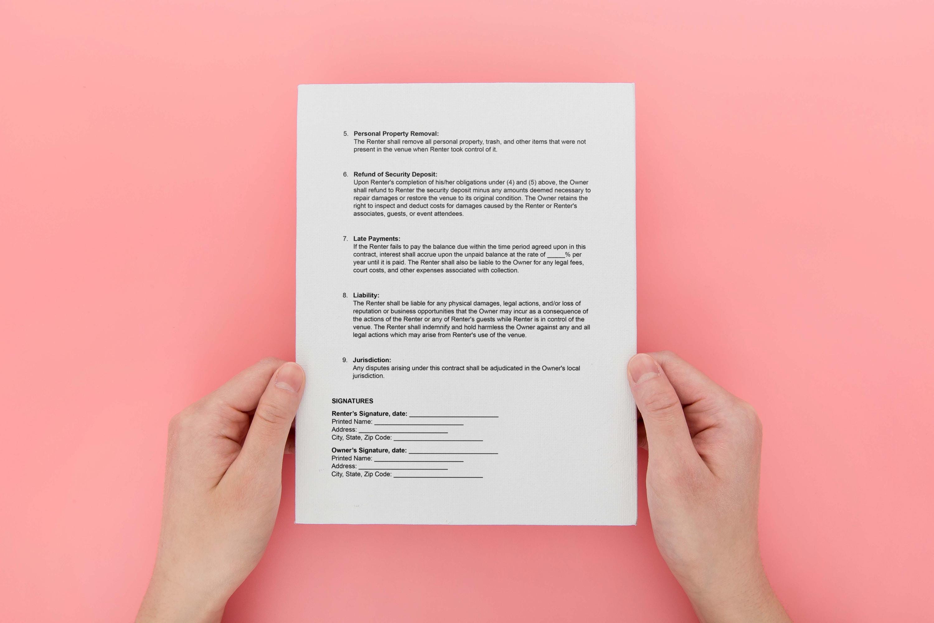 Event Room Rental Agreement,event Space Agreement,event Space Contract ...