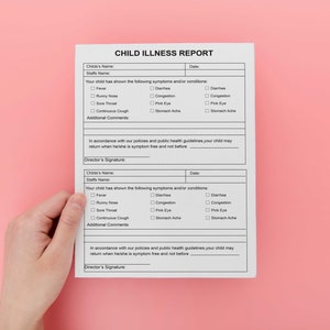 Child Illness Report,illness Report,illness Tracker,illness Report for ...