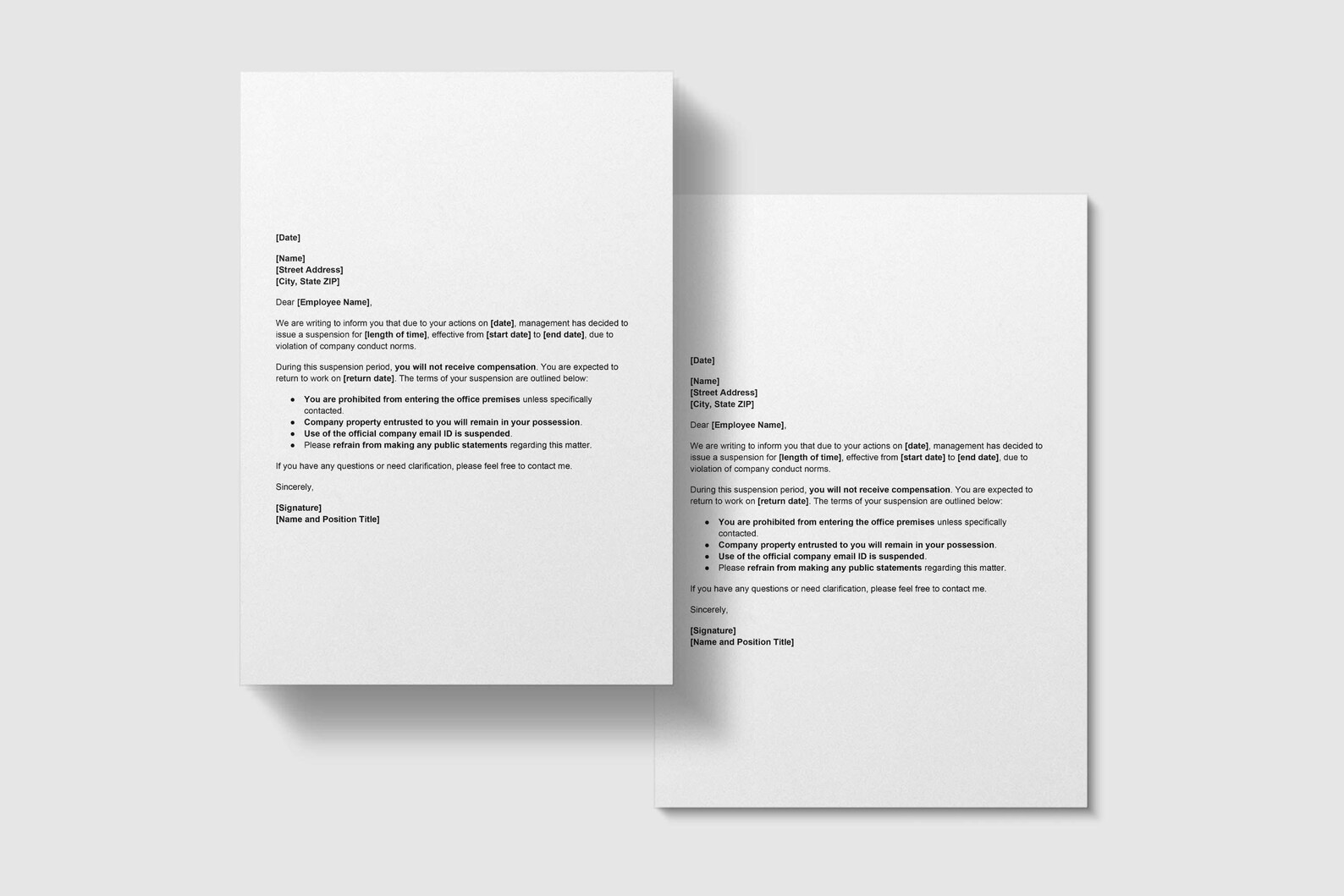 Employee Suspension Letter,letter of Suspension Template,staff ...