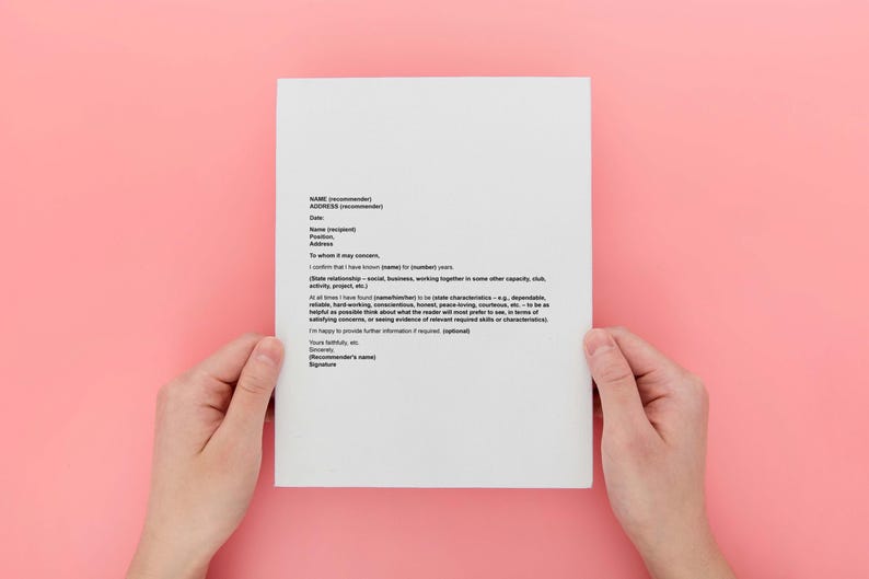 Personal Reference Letter Template,personal Reference Letter,format for ...