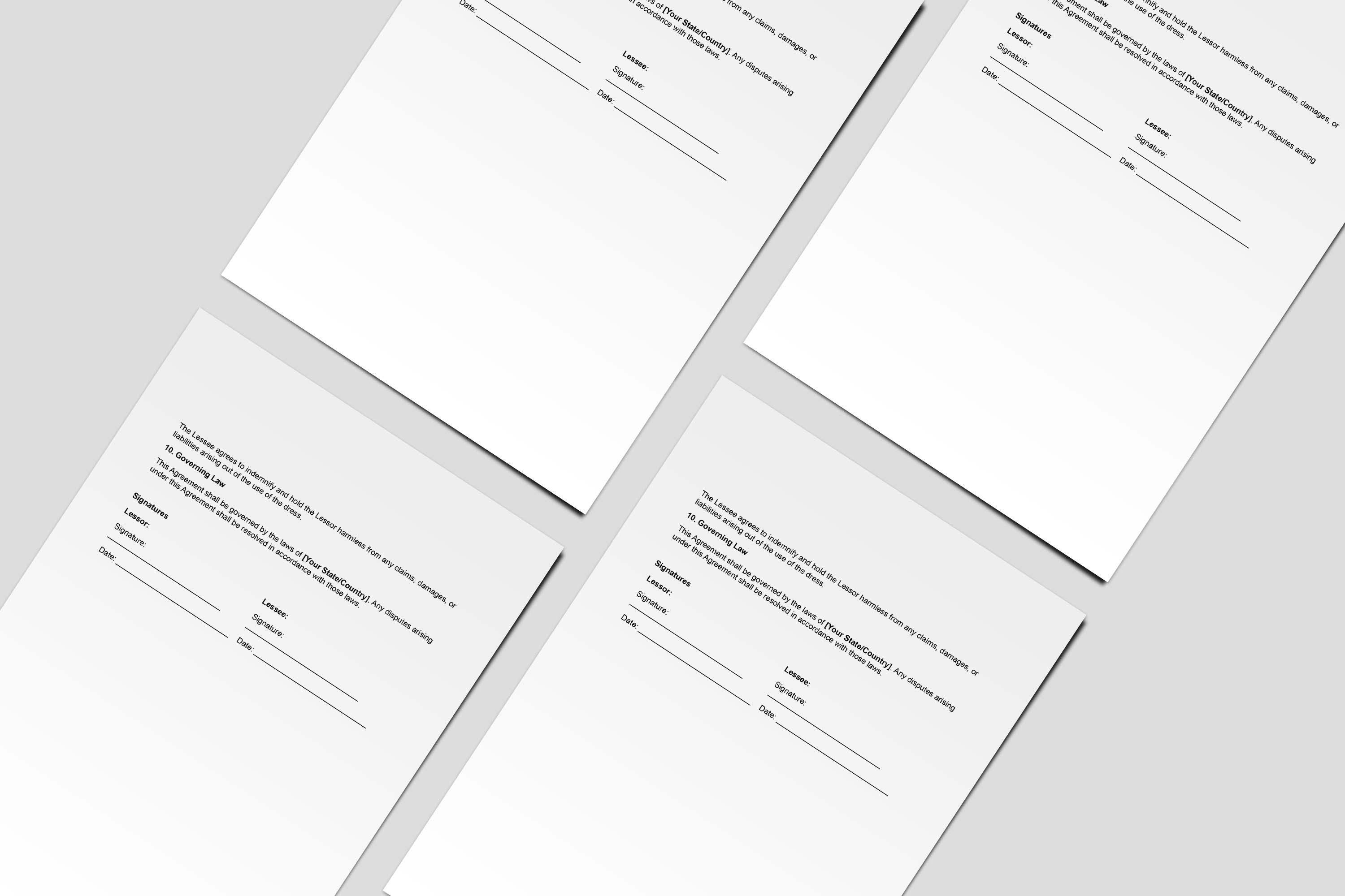 Dress Rental Agreement Template,dress Rental Agreement,printable Gown ...