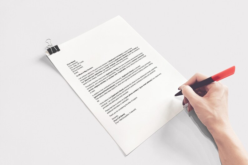 Character Reference Letter,character Reference Template,character ...