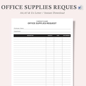 Office Supply Request Form,office Supply Inventory List,template for ...