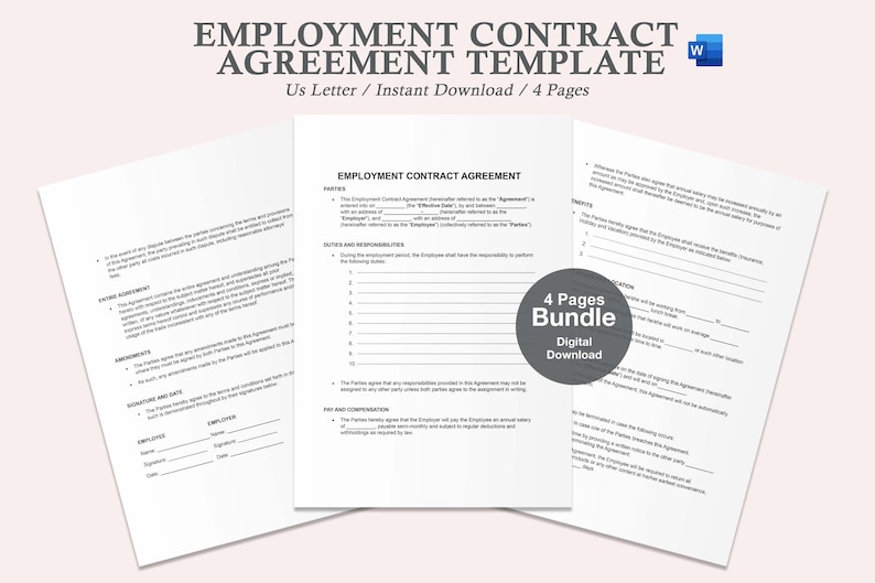 Employment Contract Template,employment Agreement Template,employment ...