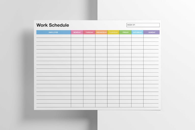 Werkschema werknemer, sjabloon werkschema, sjabloon werkschema ...