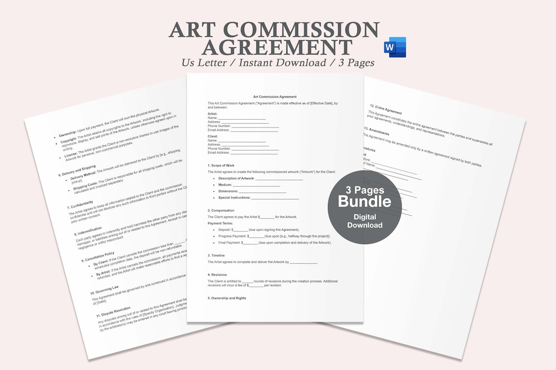Art Commission Agreement,art Commission Form,art Commission Contract ...