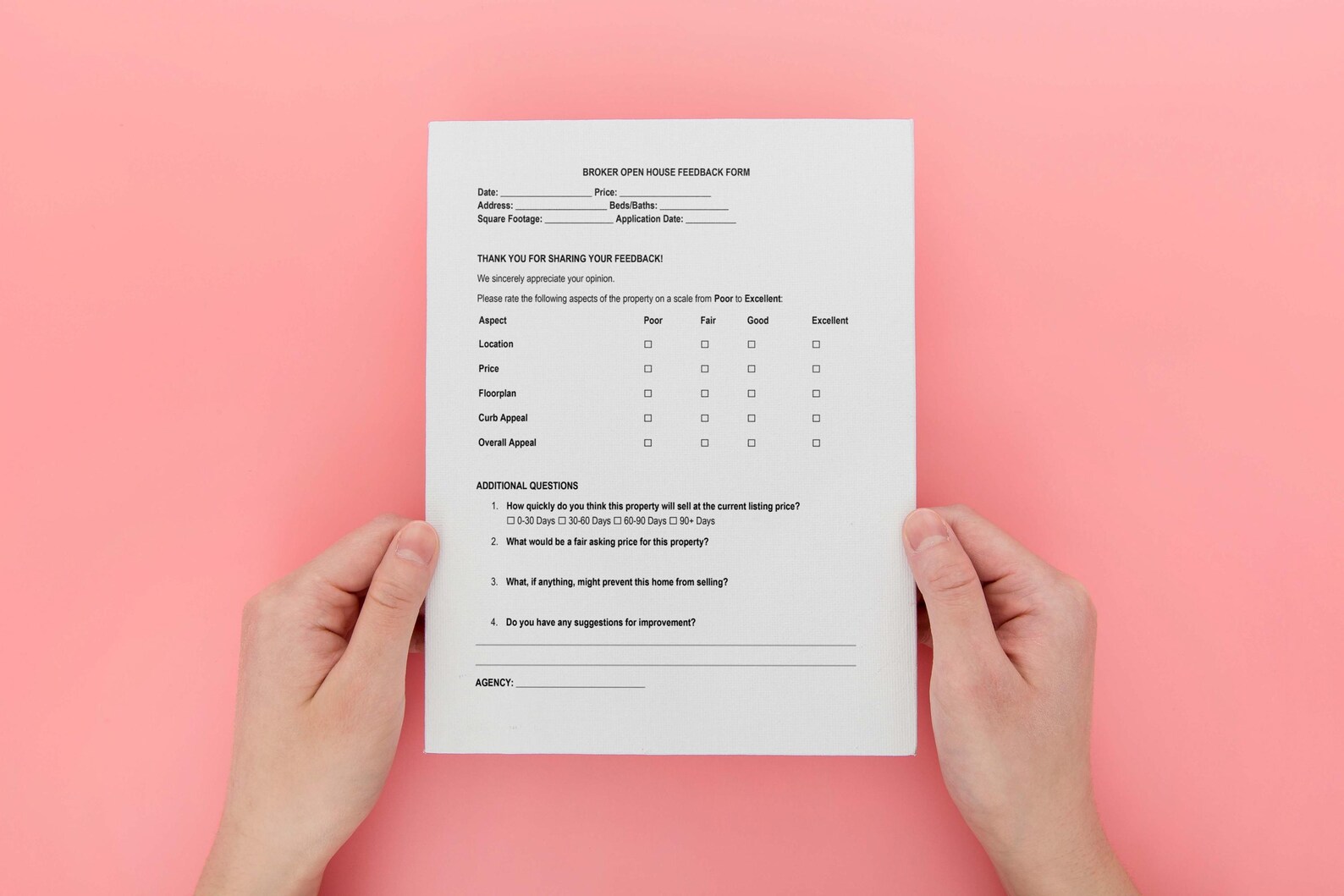 Broker Open Feedback Form,open House Feedback Form,broker Open House ...