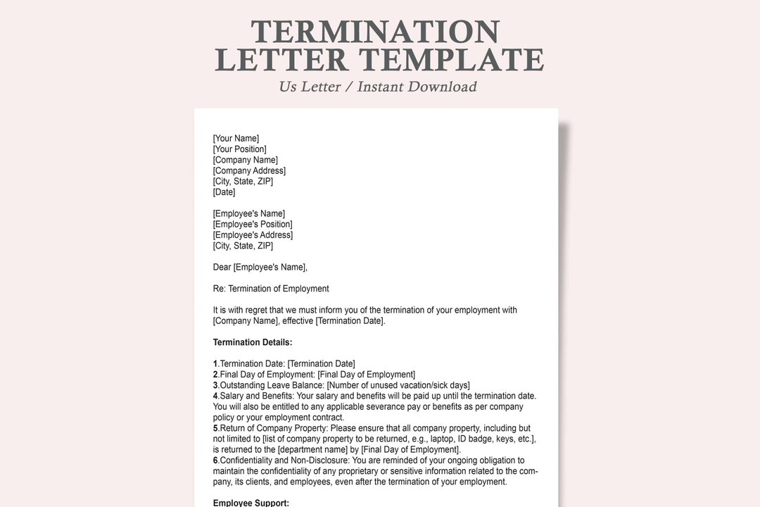 Termination Letter,termination Letter Template,employee Termination ...