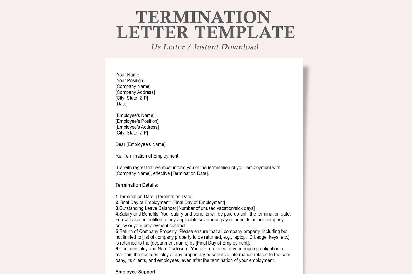 Termination Letter,termination Letter Template,employee Termination ...