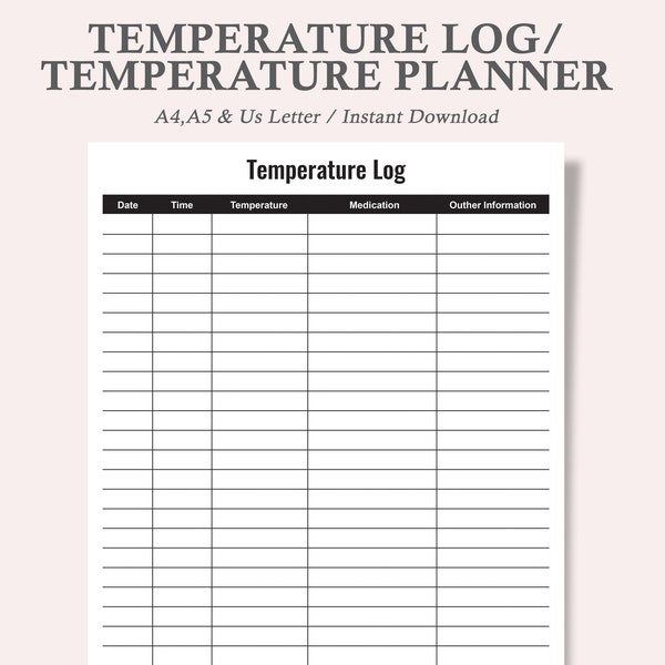 Medication Temperature Log Sheet - Etsy