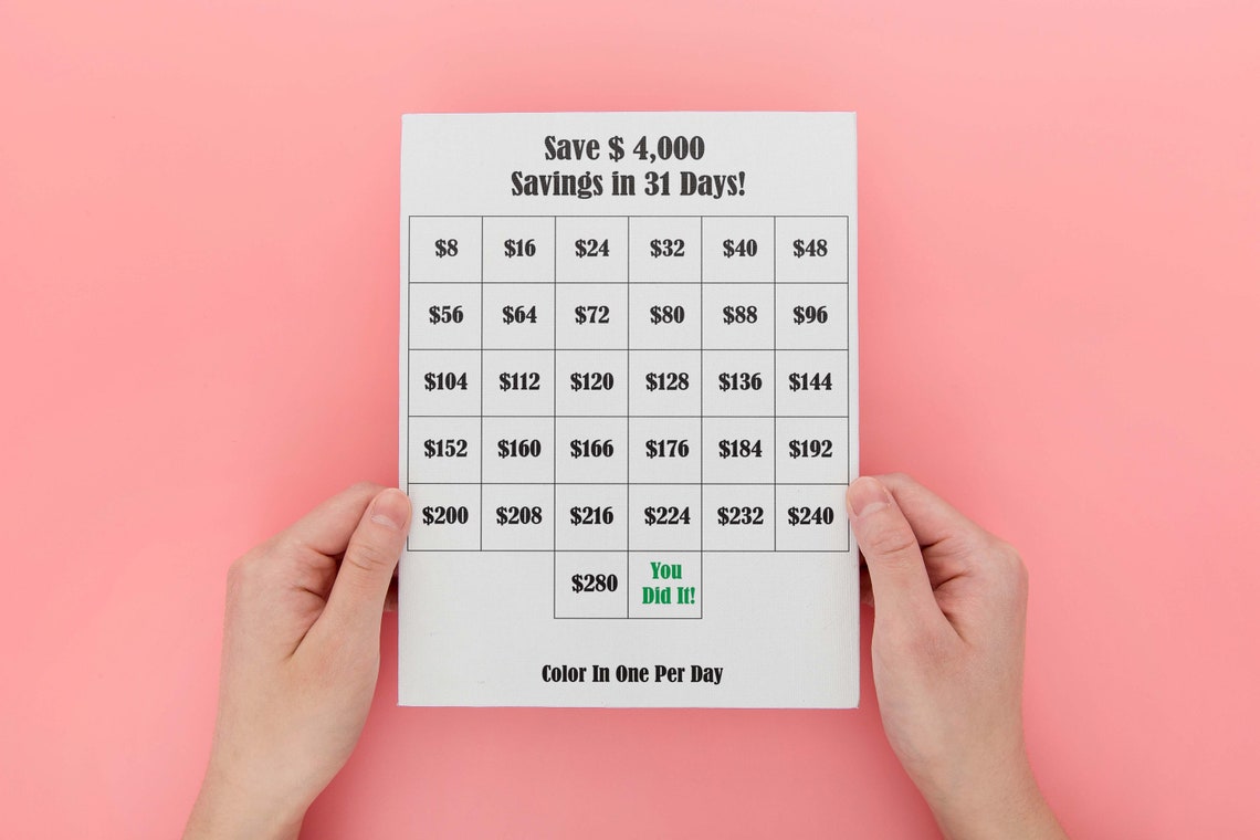 4,000 Money Saving Challenge,savings Tracker,money Saving Planner ...