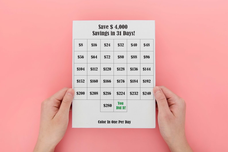 4,000 Money Saving Challenge,4k Saving Challenge,money Goal Tracker ...
