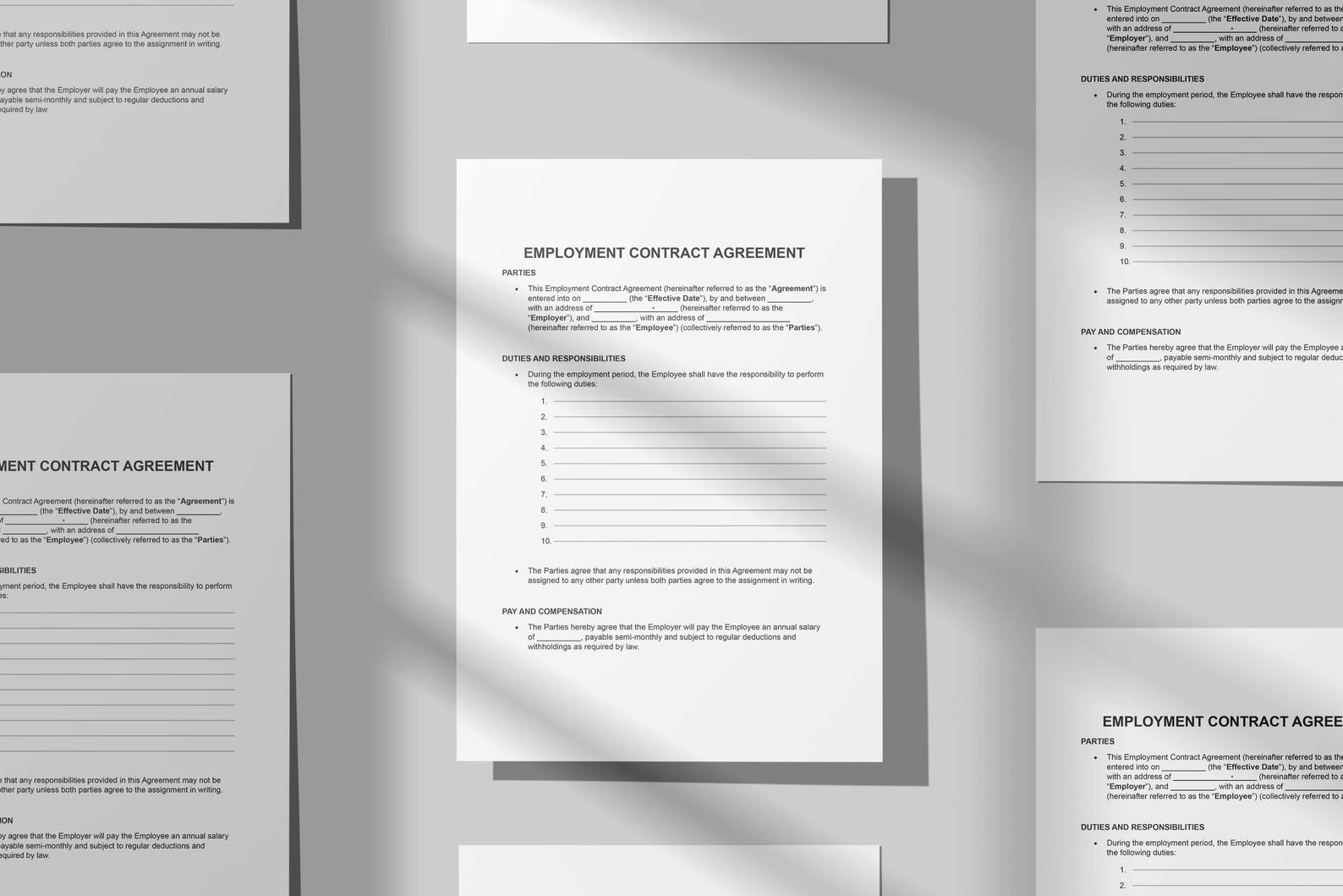 Employment Contract Template,employment Contract,employment Agreement ...