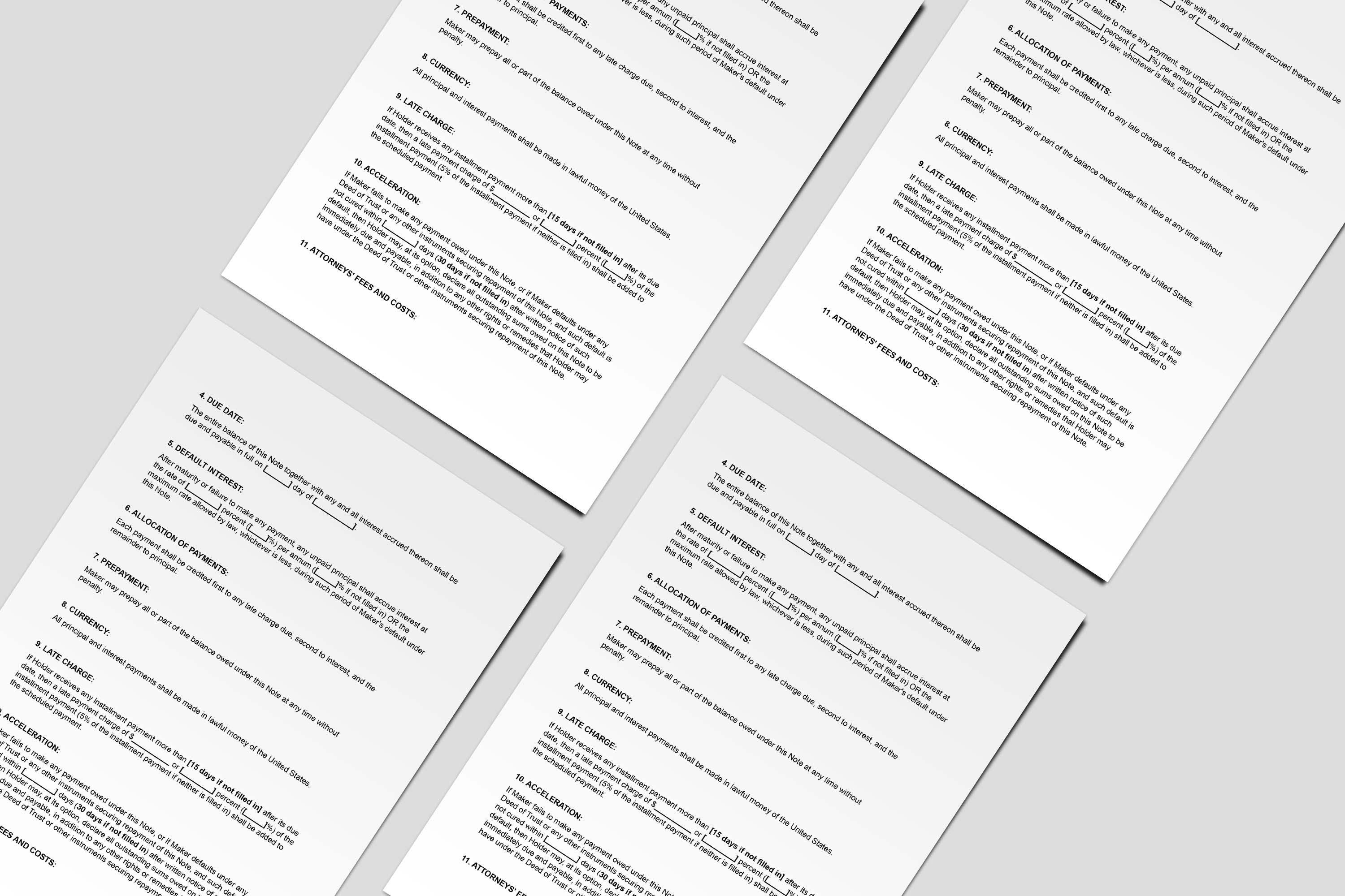 Standard Promissory Note,promissory Note,promise to Pay Agreement ...