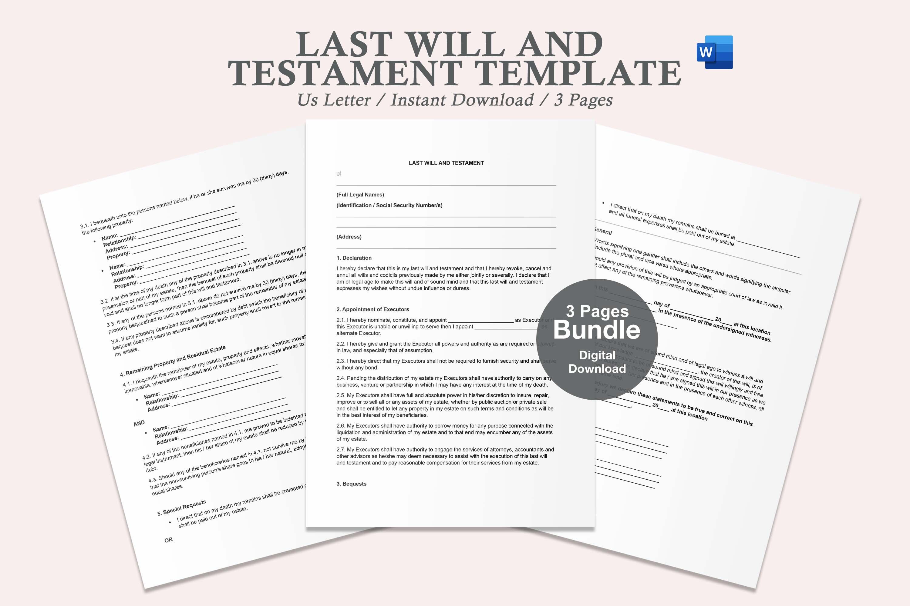 Last Will and Testament Forms,last Will and Testament Pdf,last Will and ...