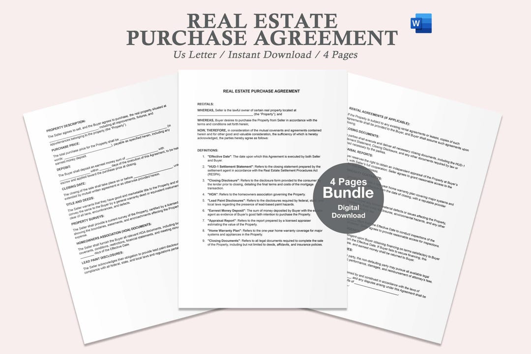Agreement for House Purchase,agreement to Buy Real Estate,purchase ...
