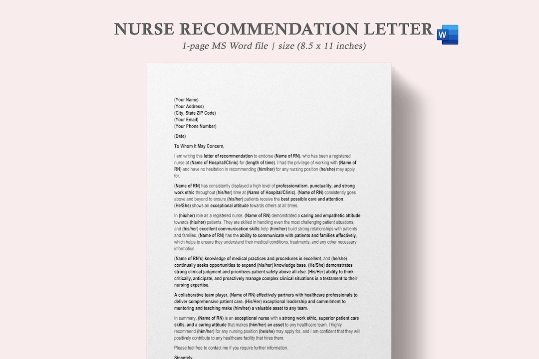 Nursing Student Recommendation Letter,nurse Recommendation Letter ...