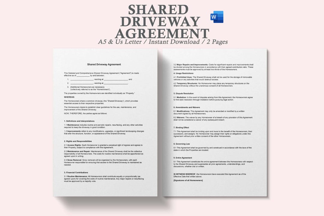 Shared Driveway Agreement,shared Driveway Agreement Template,driveway ...