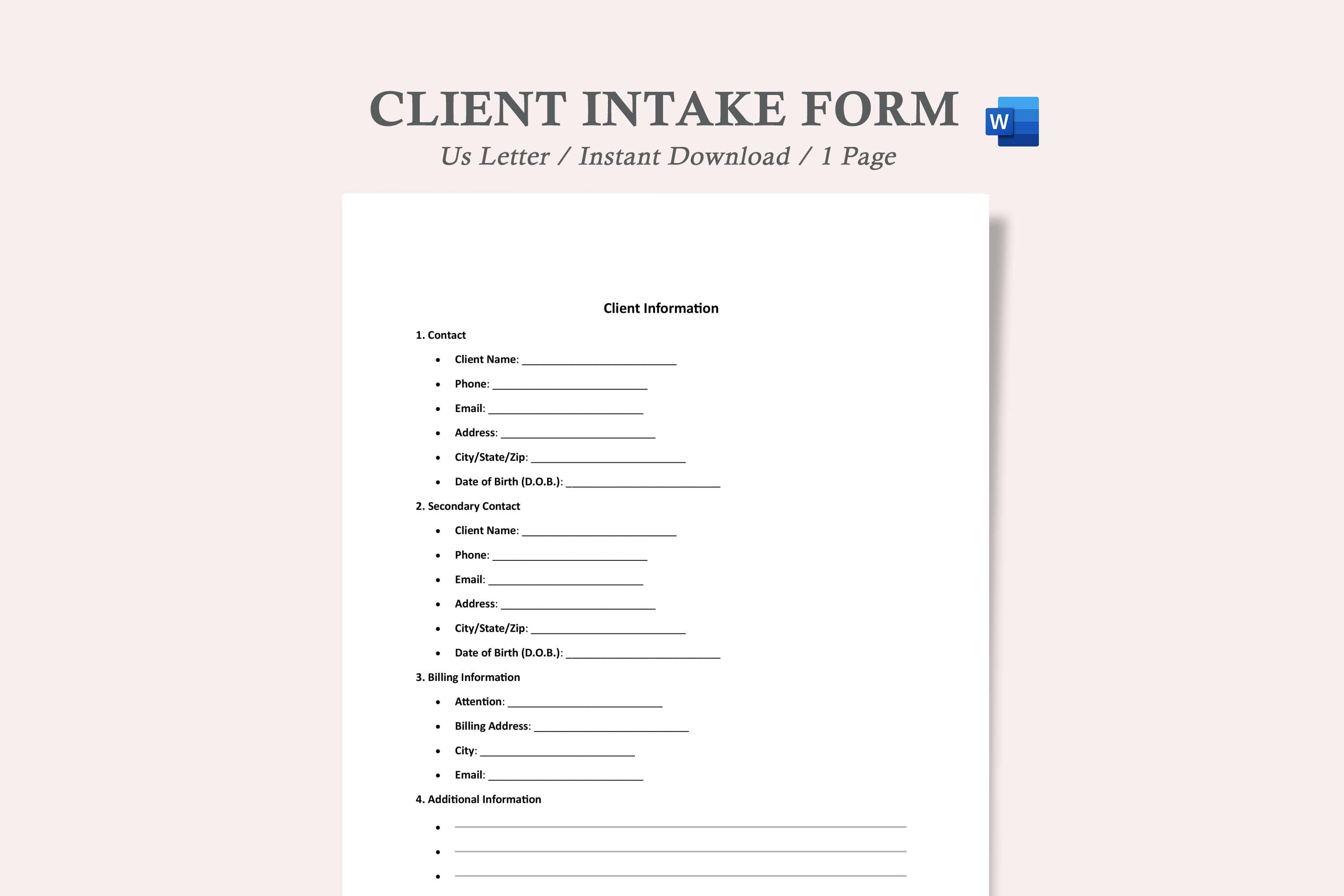 Client Intake Form,client Intake Form Template,client Intake Template ...