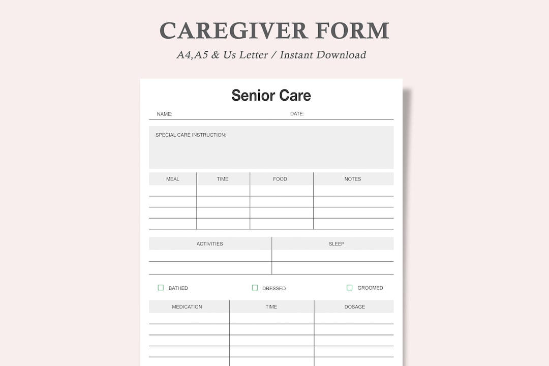 Caregiver Forms,caregiver Task List,caregiver Checklist Template ...