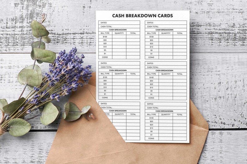 Cash Breakdown Card,cash Breakdown Sheet,cash Breakdown Sheet Printable ...
