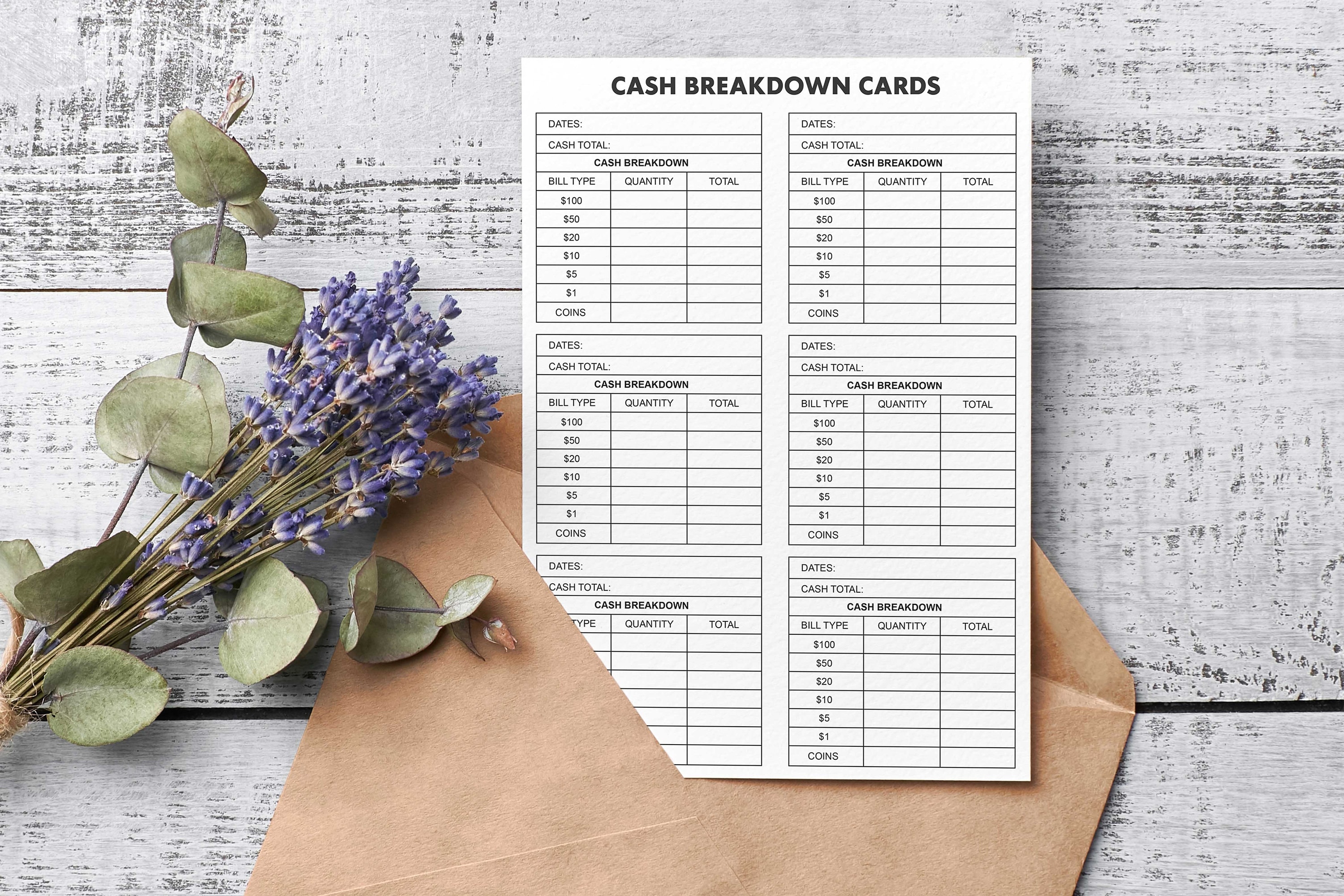Cash Breakdown Card,cash Breakdown Sheet,cash Breakdown Sheet Printable ...