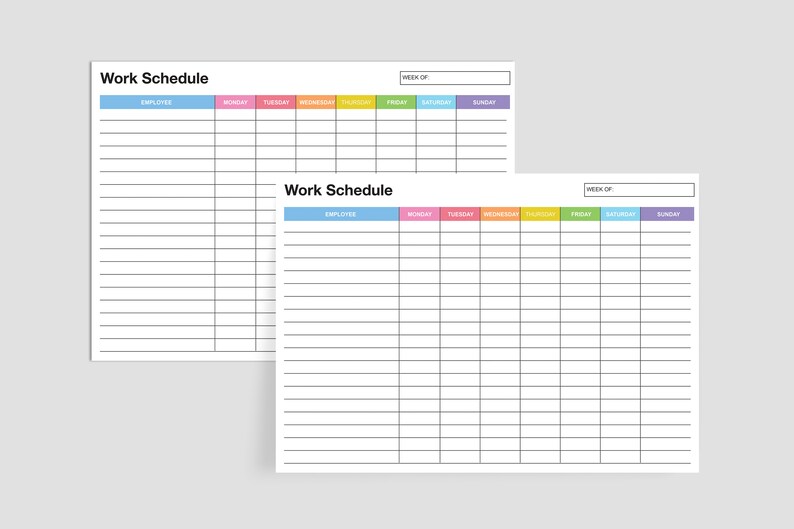 Werkschema werknemer, sjabloon werkschema, sjabloon werkschema ...