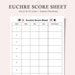 Euchre Score Sheet,euchre Score Cards Printable,euchre Tournament Score ...