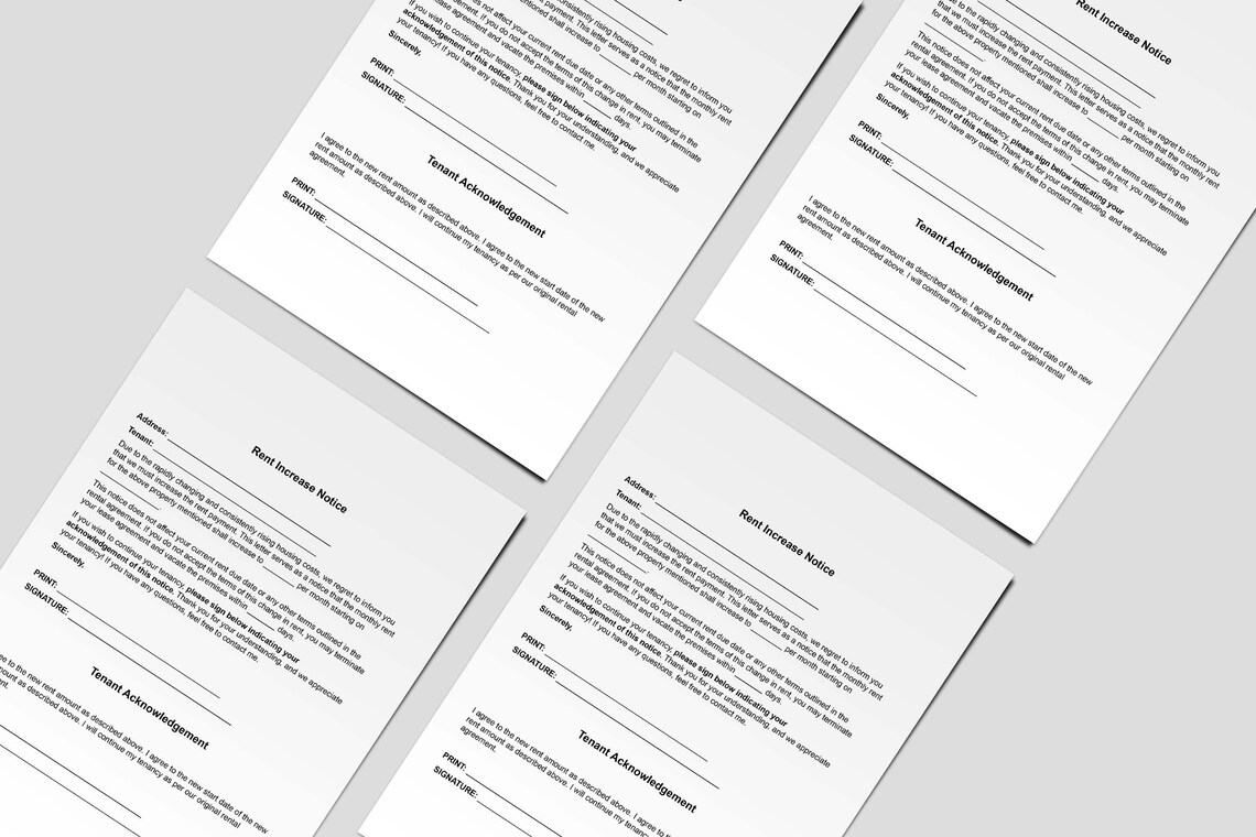 Rental Increase Notice,rental Increase Notice Template,rent Raise ...