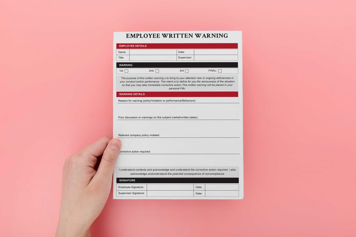 Employee Written Warning From,employee Write Up,employee Warning Notice ...