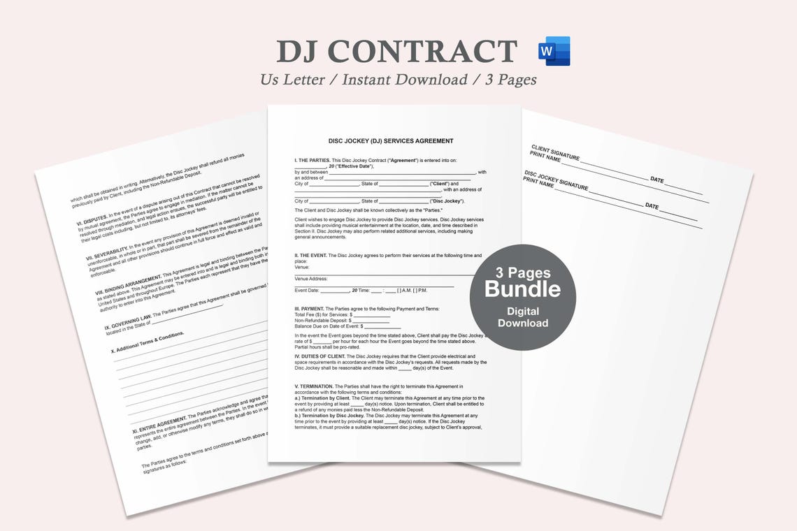 Dj Contract,dj Contract Template,dj Contract Template Word,dj Agreement ...