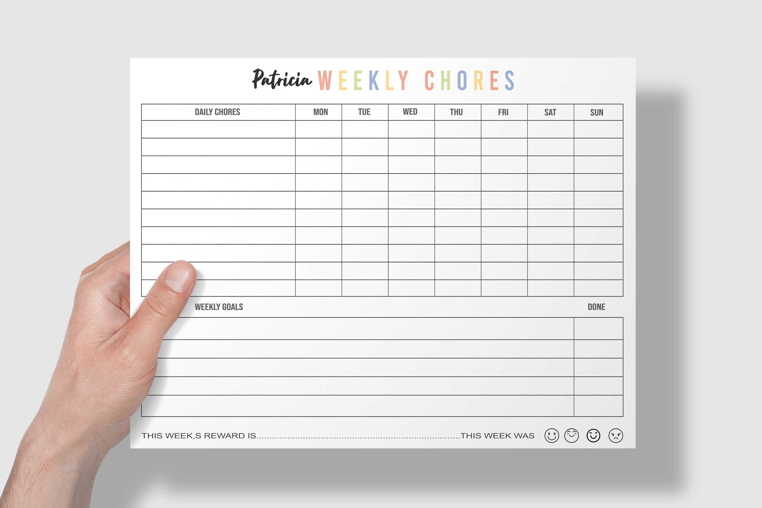 Weekly Chore Chart,chore Weekly Chart,weekly Chore Chart Template ...