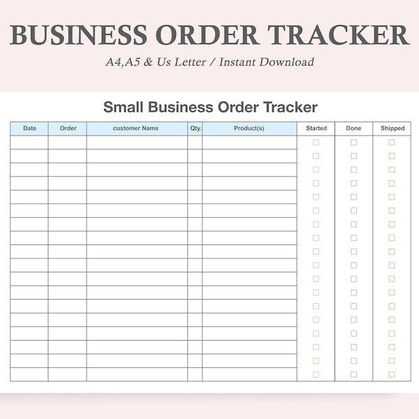 Order Tracking Sheet - Etsy