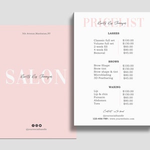 DIY Pink Price List, Editable Price List Template, Printable Pricing ...