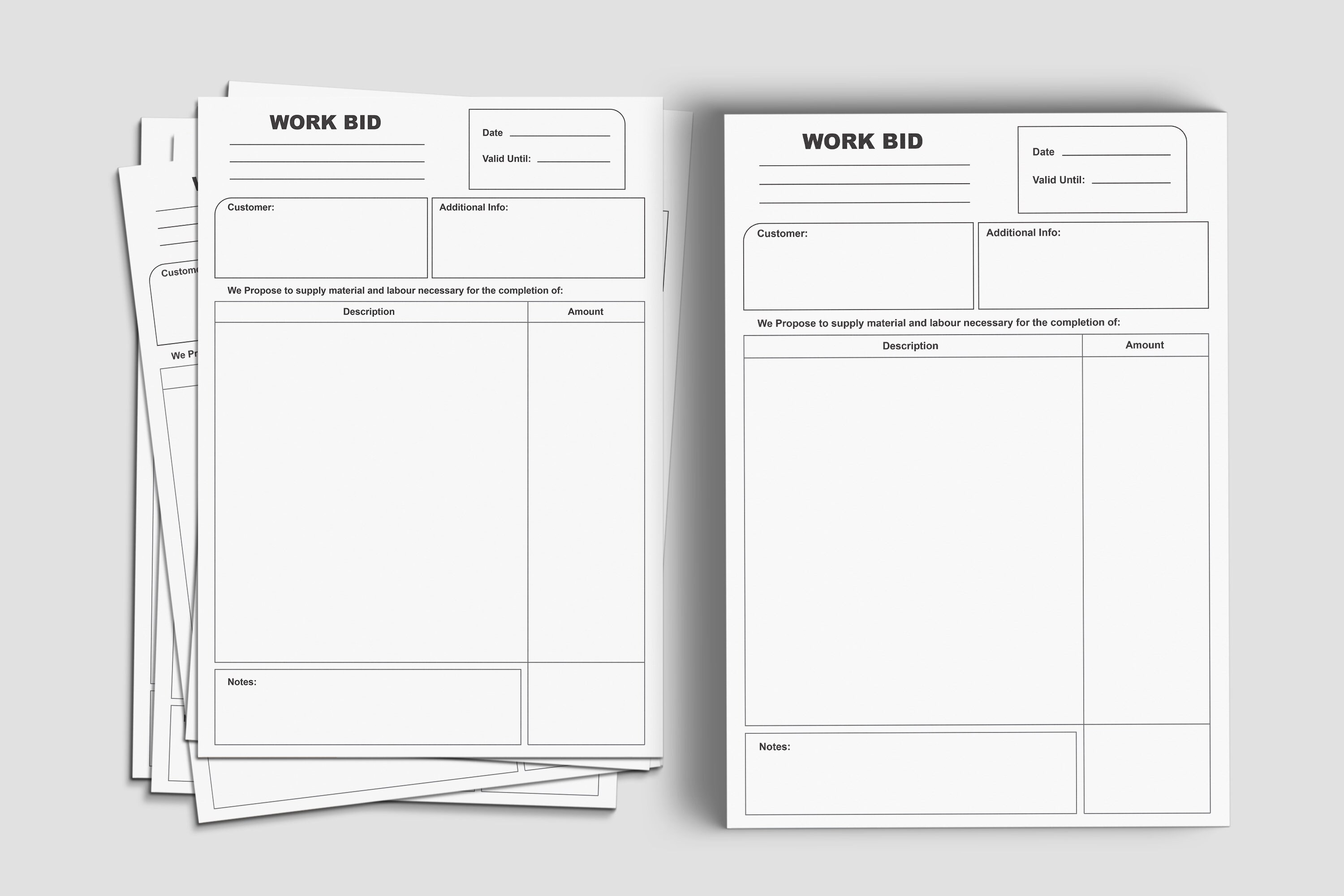 Work Bid Tracker,work Bid Printable,job Proposal,company Business Forms ...