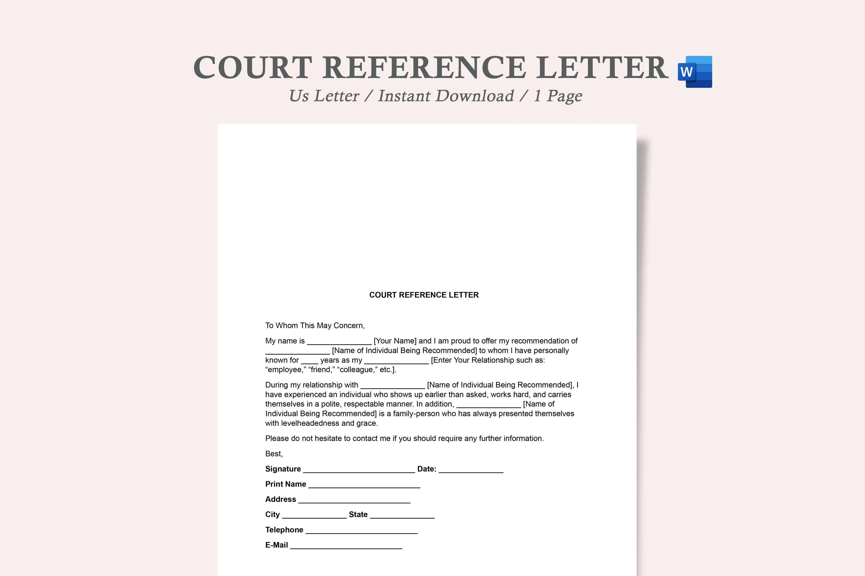 Court Character Reference Letter,character Reference Letter for Court ...