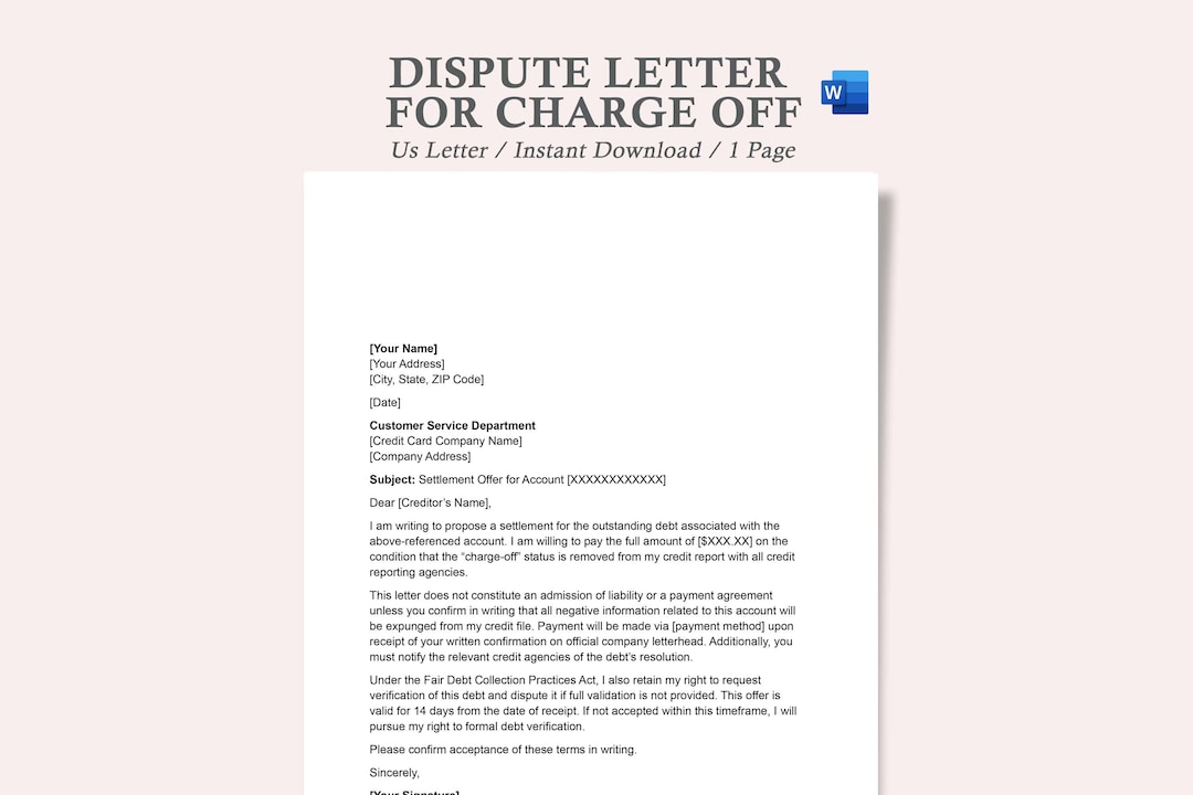 Dispute Letter for Charge Off,charge off Removal Letter,charge off ...