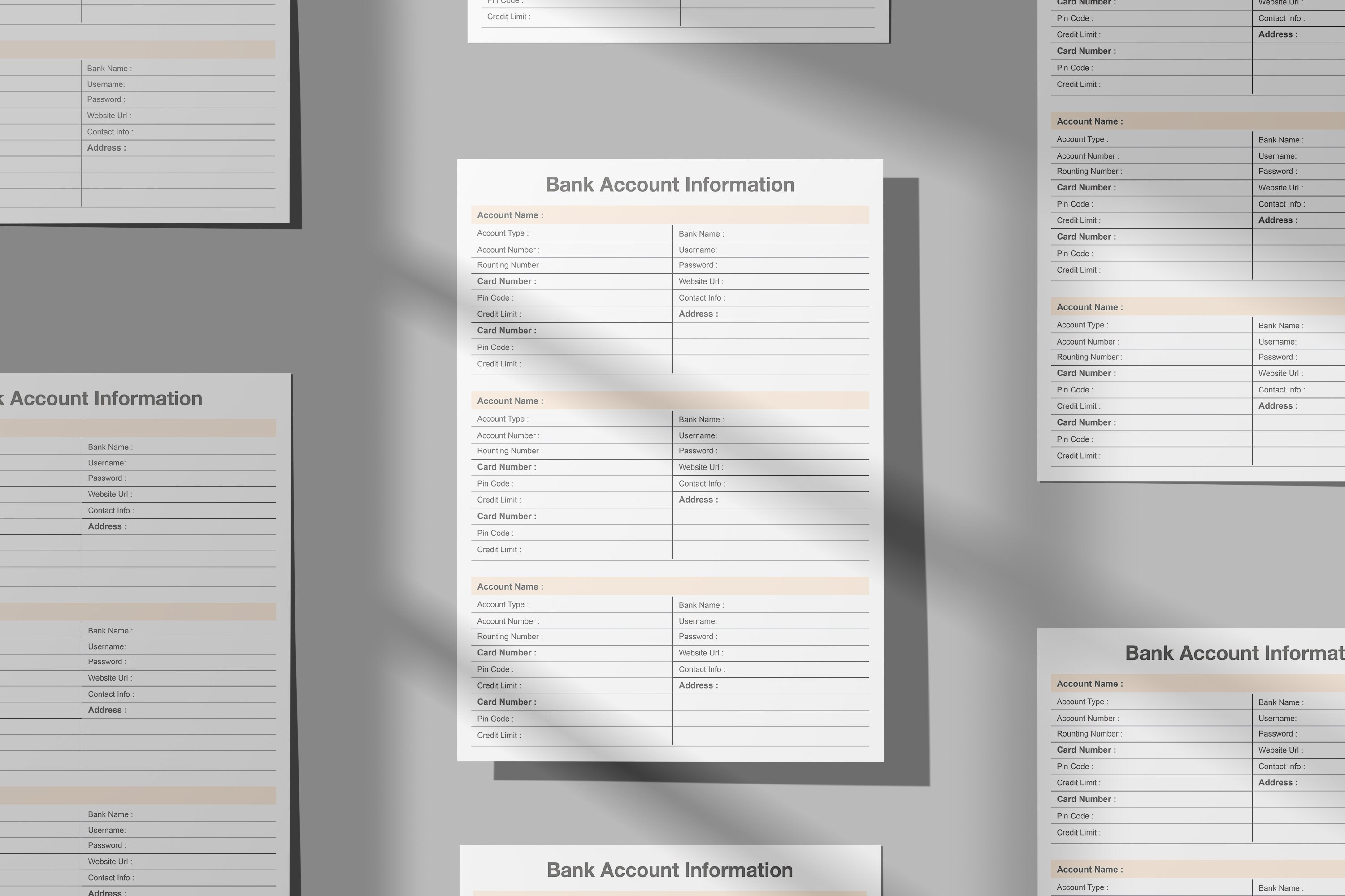 Bank Account Tracker,bank Account Info,bank Account Log,account Info ...