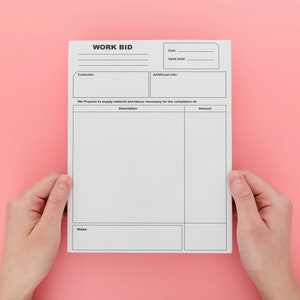 Work Bid Trackerwork Bid Printablejob Proposalcompany | Etsy