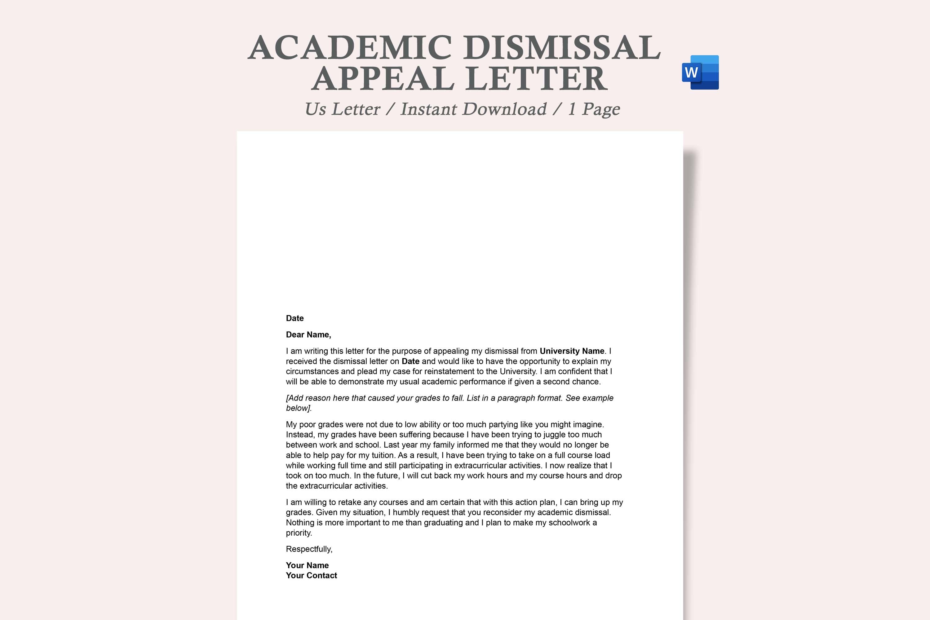 Academic Dismissal Appeal Letter,academic Dismissal Appeal Letter ...