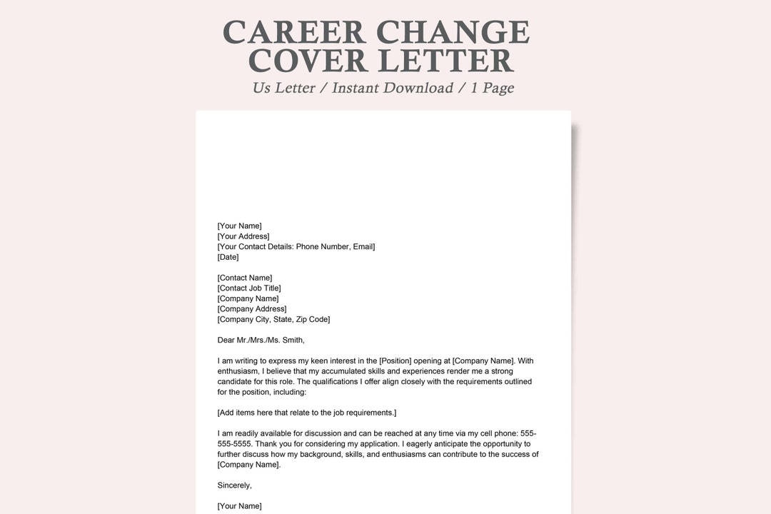 Career Change Cover Letter,cover Letter Template,cover Letter Template Google Docs,professional ...