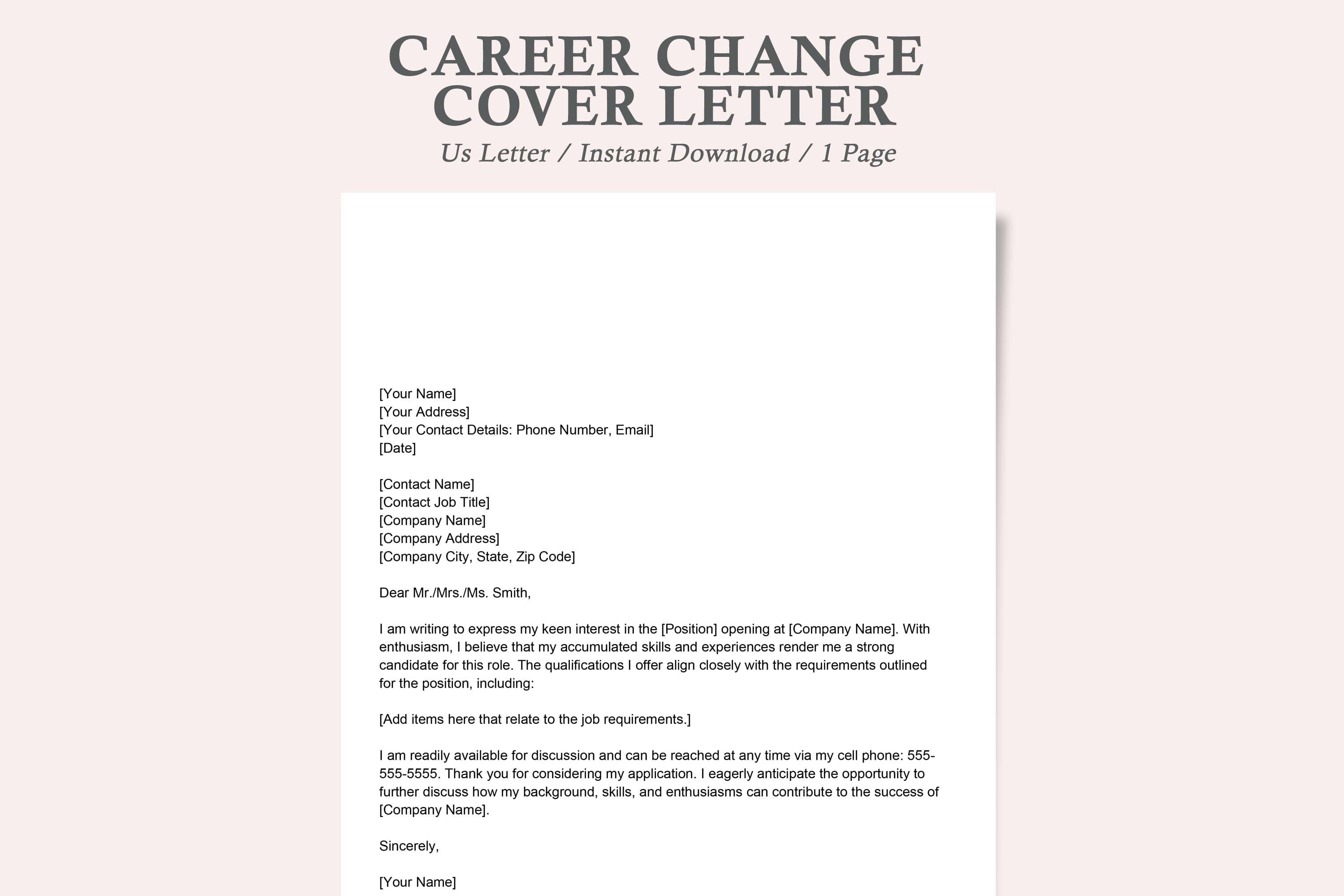 Career Change Cover Letter Example