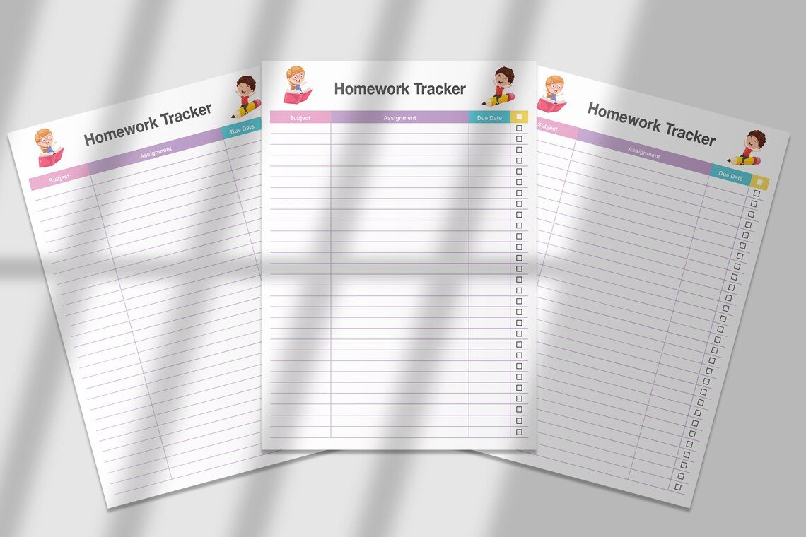 Homework Chart,homework Log,homework Organizer,daily Homework Chart ...