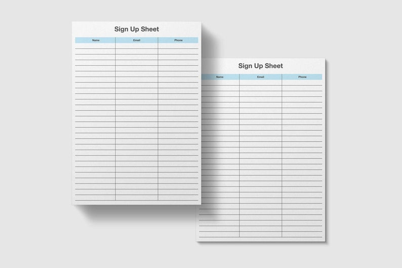 Sign up Sheet,sign up Sheet Template,sign up List Template,printable ...