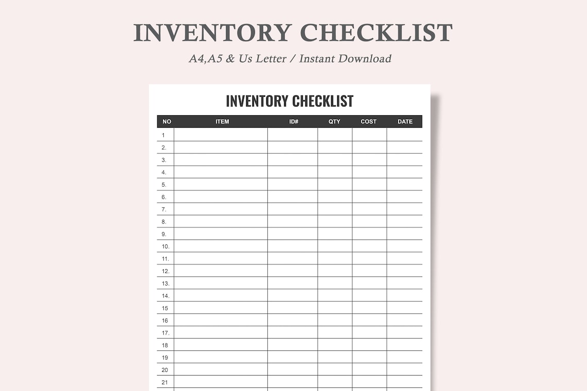 Inventory Checklist,inventory Stock Tracker,stock Inventory Tracker ...