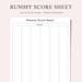 Rummy Score Sheet,game Score Card,gin Rummy,rummy Log,gaming Tracker ...